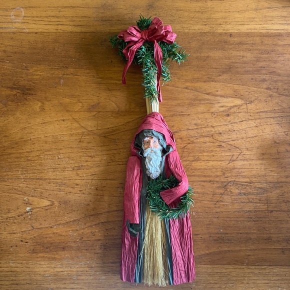Holiday | Vintage Folk Art Design Father Christmas Decorative Broom ...